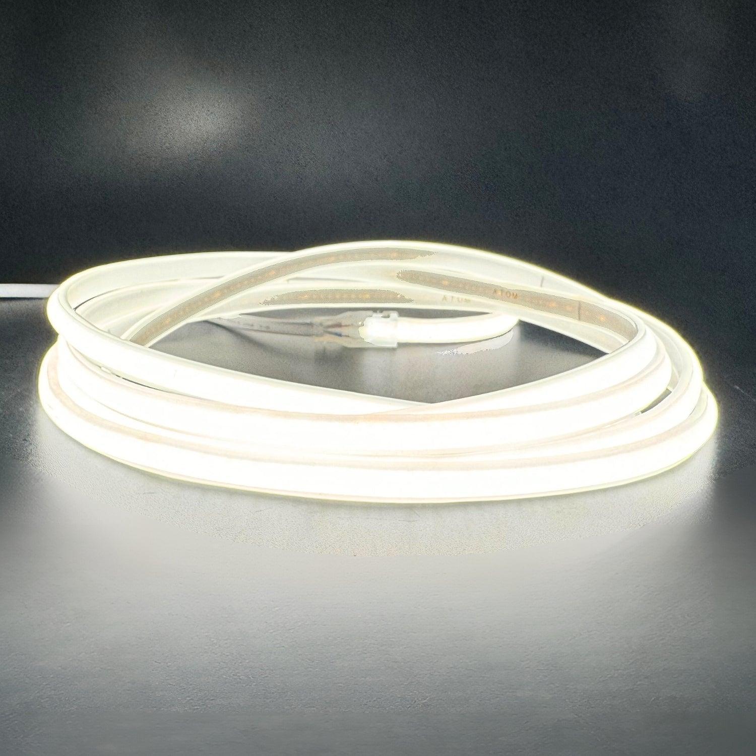 Natural White 4000K COB LED Strip 220V 240V 288 LEDs/m IP65 UK Plug ...