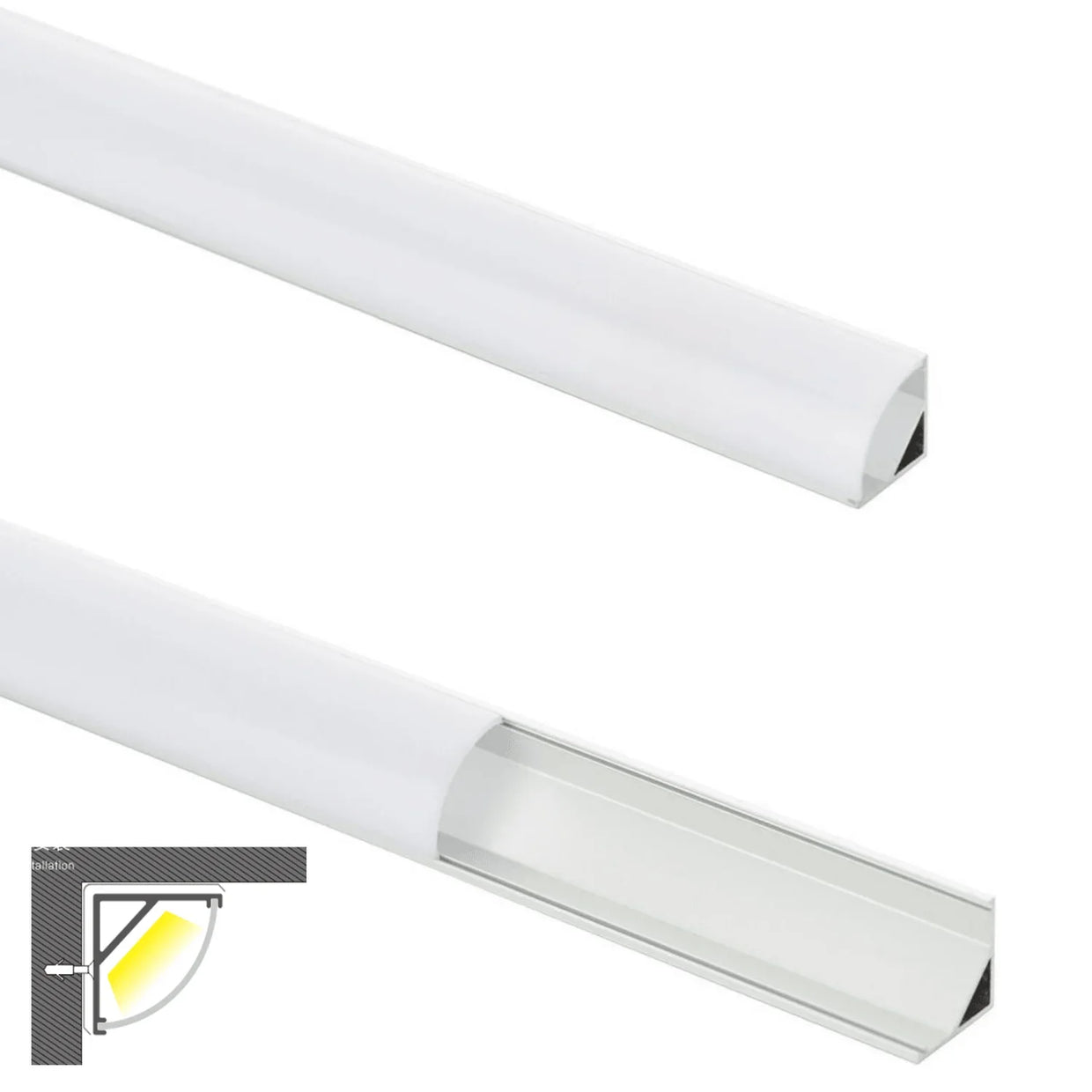 LED Strip Aluminium Corner Profile Milky Cover Cabinet LED Corner Prof ...