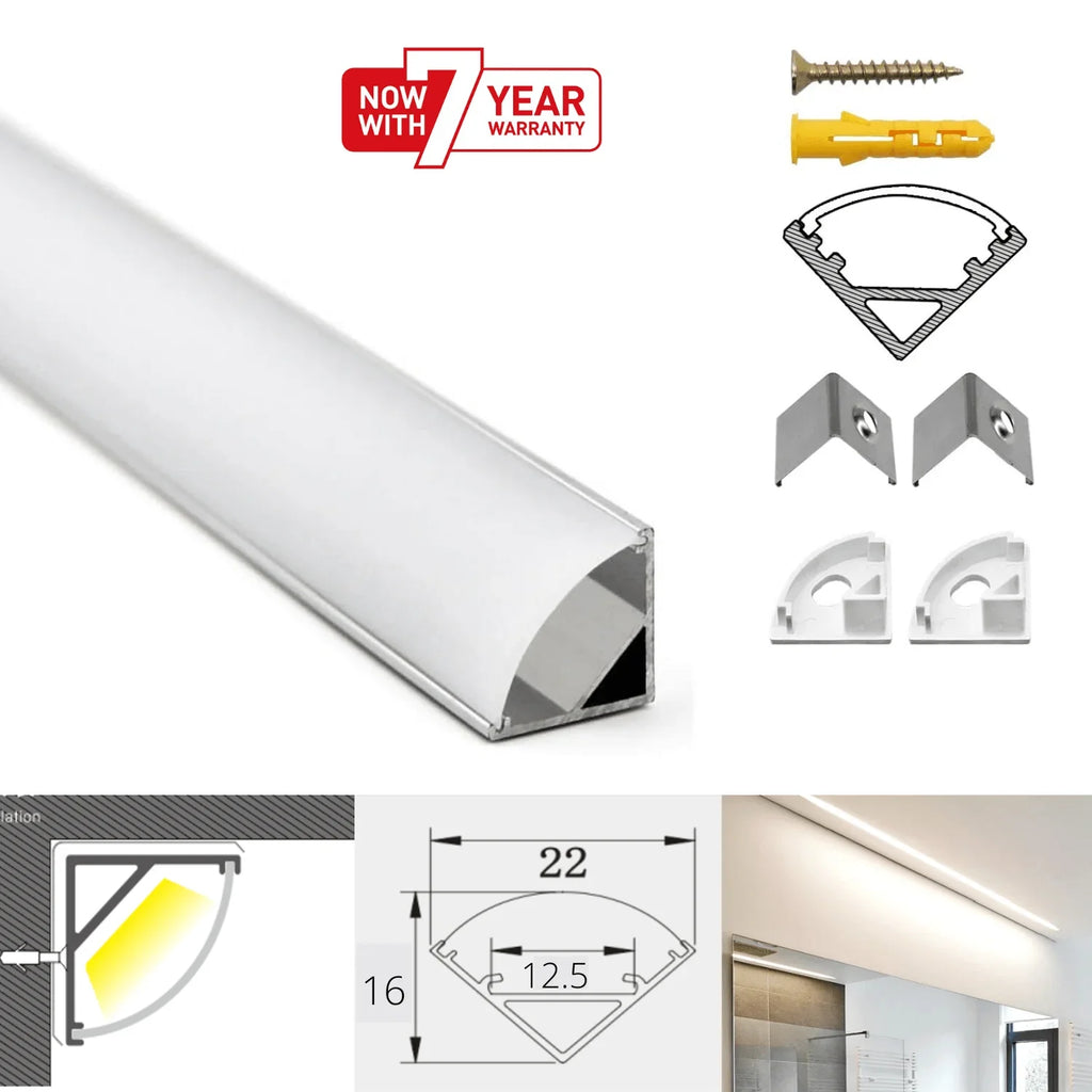 LED Strip Aluminium Corner Profile Milky Cover Cabinet LED Corner Prof ...